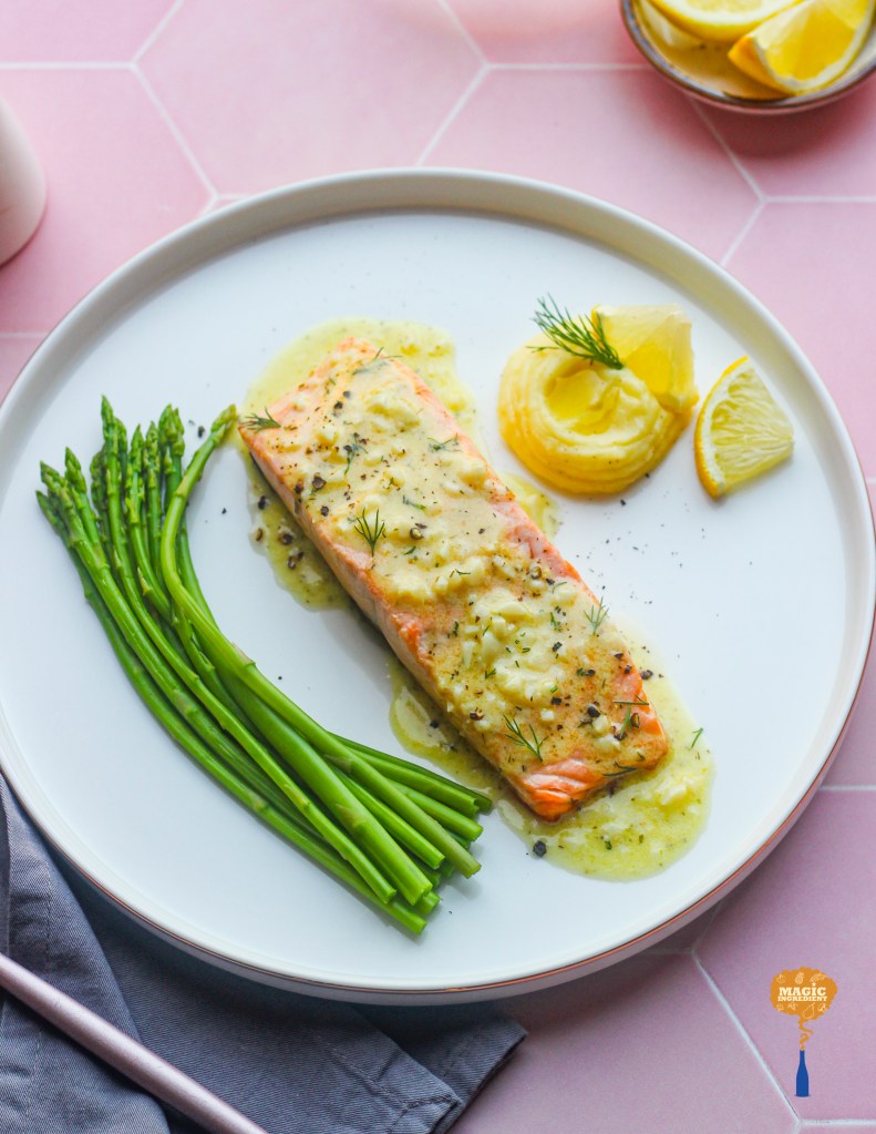 Baked Salmon with Flavorful Lemon Dill Sauce – Magic Ingredient