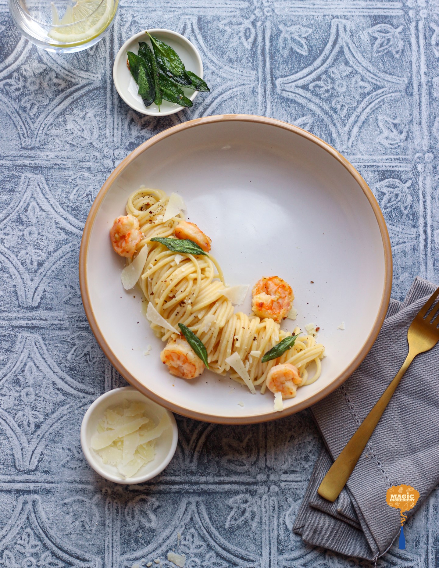 Minimalist Sage Butter Pasta with Garlic Shrimp – Magic Ingredient