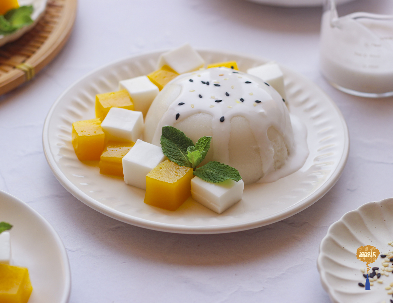 Thai Mango Sticky Rice Panna Cotta with Coconut Cream & Mango Jelly ...