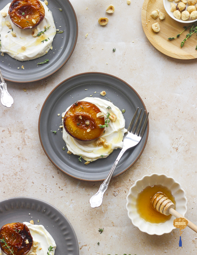 Thyme and Honey Roasted Nectarines with Whipped Labneh and Hazelnuts – Magic Ingredient