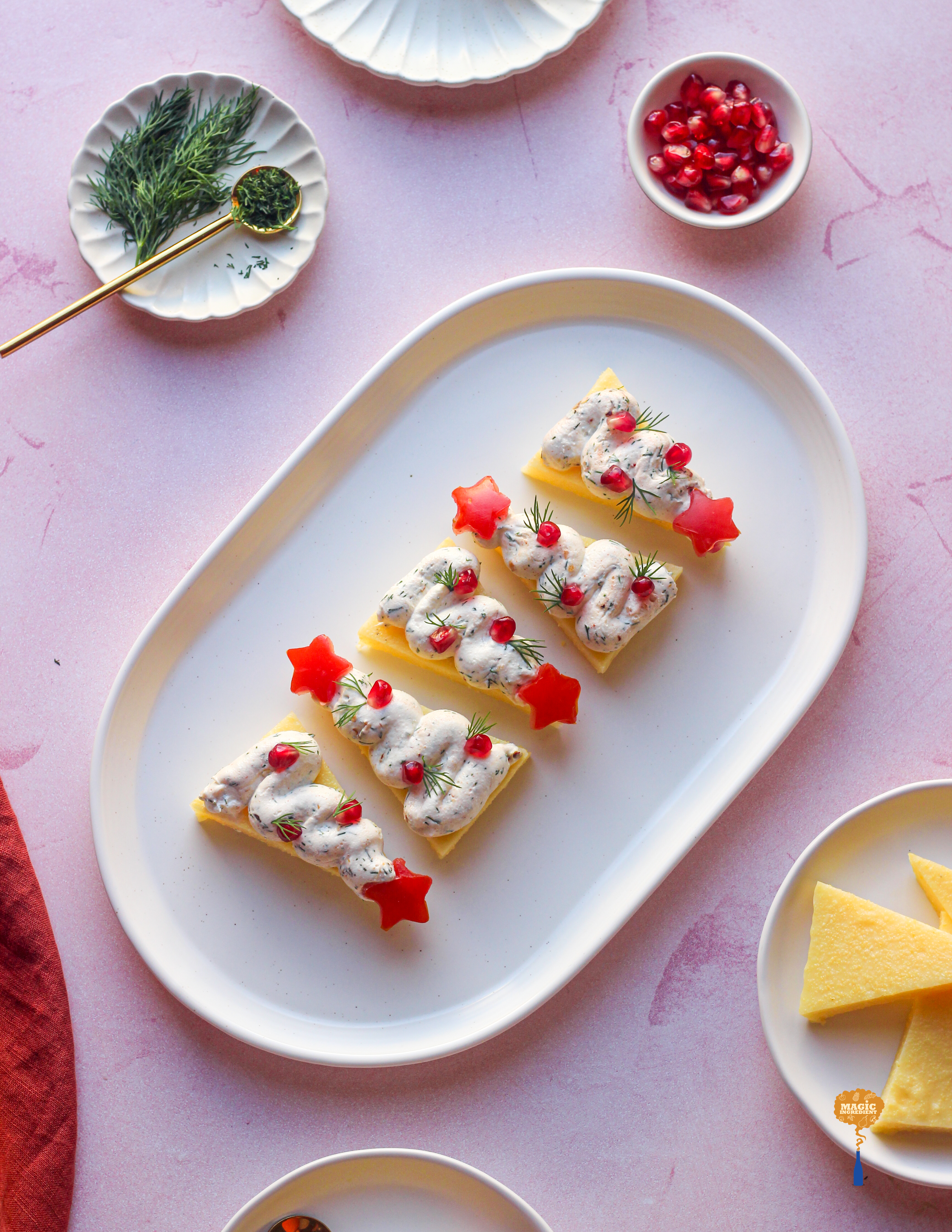 Christmas Polenta Canapés with Whipped Dill Feta & Pomegranate – Magic ...